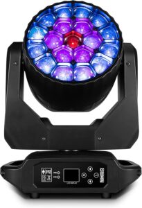 shehds moving head lights led 19x20w beam/wash/zoom/dazzle/strobe effect rgbw 4in1 big bee eye stage lights 4-45°beam angle cto mode dmx control professional dj lights for christmas club wedding