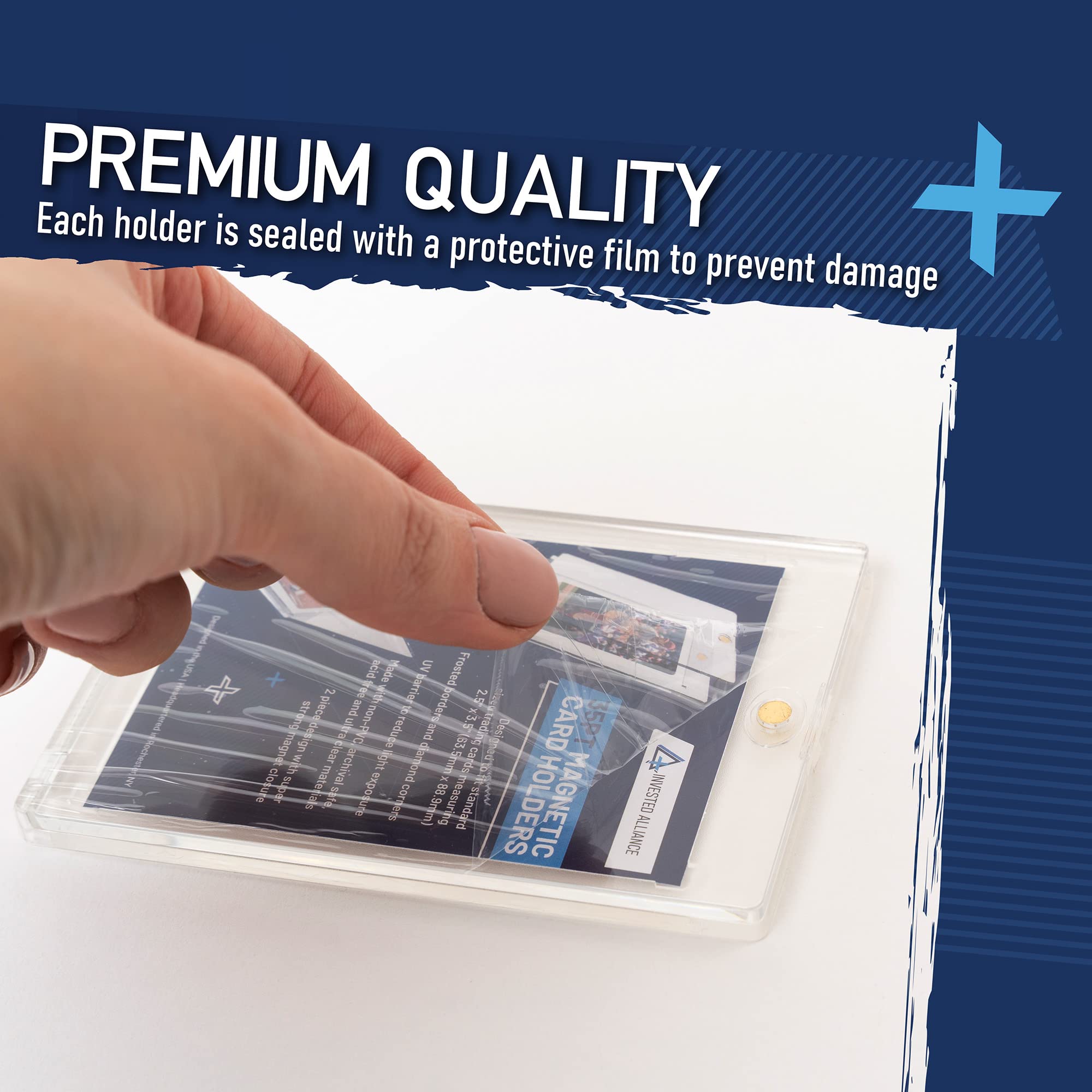 Premium Magnetic Card Holder (25 Pack) | 35PT Magnetic Card Holders for Trading Cards. Pro UV Card Protectors with Ultra Clear Design, One Touch Magnet Case for Trading and MTG Cards.