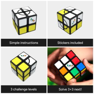 Rubik's Apprentice, 2x2 Beginner Cube 3D Puzzle Game Stress Relief Fidget Toy Easy Activity Cube Travel Game Gift Idea, for Adults & Kids Ages 7 and up