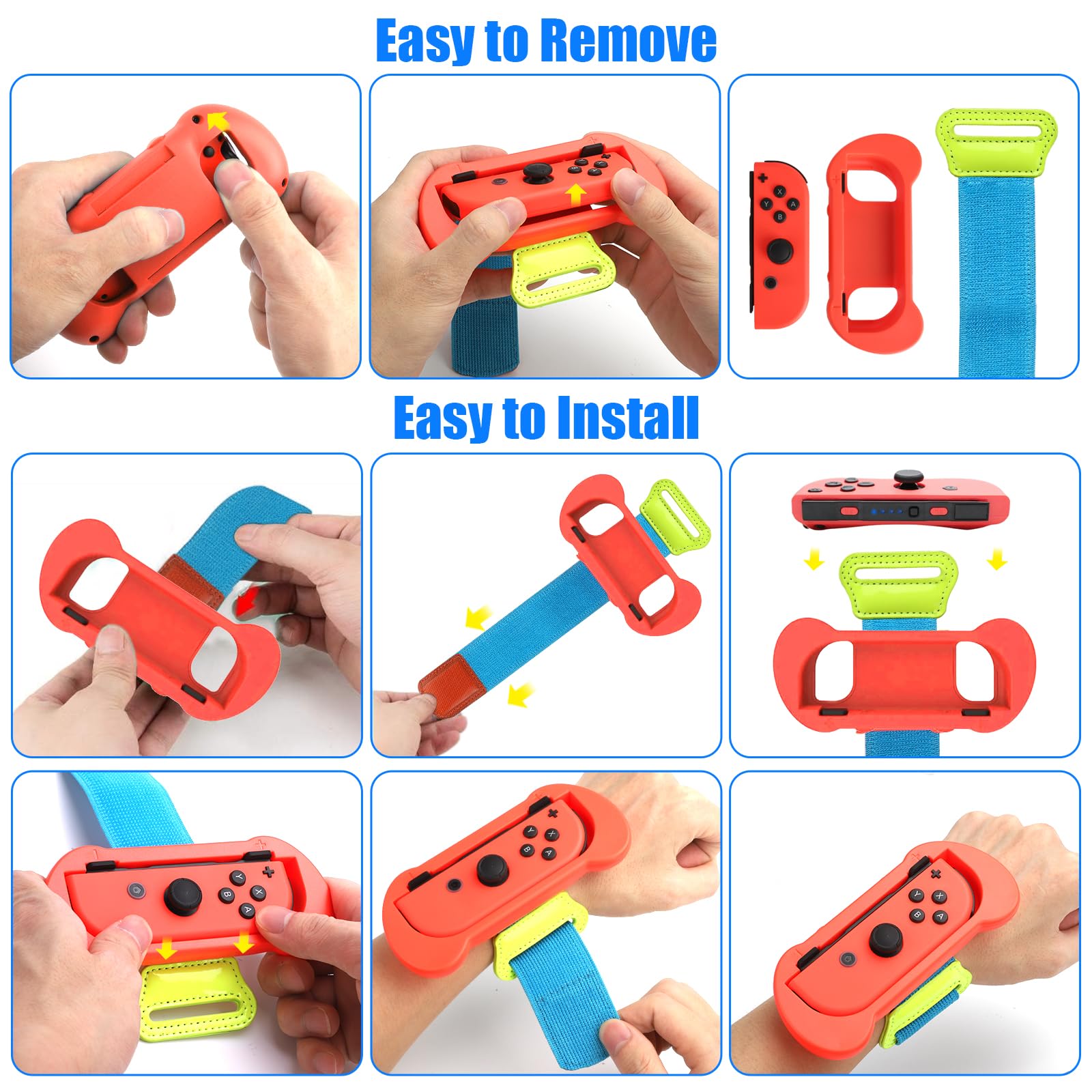 EEEKit Wrist Wraps for Just Dance 2024 2023 2022 2021, Elastic Wrist Bands for Nintendo Switch Joy-Con Controller, 2PCS