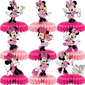 9pcs minnie birthday party supplies for mouse,minnie honeycomb centerpieces,minnie theme 3d table decorations