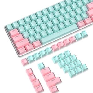 117 key custom pbt keycap set double shot oem profile for 61/68/87/98/100/104key compact 60% and full size gmmk cherry mx gateron kailh cross type switch us layout mechanical keyboard diy(pink blue)