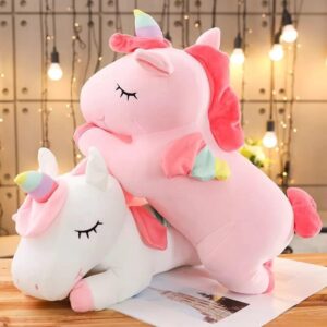 just amazing deals unicorn stuffed animals set of two (2) plushies, 12 inch, big cuddly soft cute pink white rainbow lovable alicorn birthday gifts pillows toys for girls