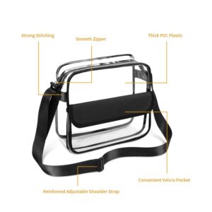 Aktudy Transparent Crossbody Bags PVC Messenger Handbag Clear Stadium Approved Waterproof with Card Wallet Sports Purse (02-Black)