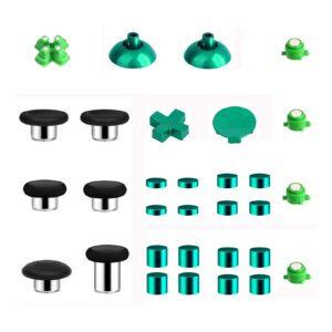 Magnetic Metal Buttons Accessories for PS4 PS5 Controller, Adjustable Height Thumbticks Replacement Parts for PS4 & PS5 controller,Includes Magnetic Base, Joysticks,Actinon Buttons & Dpad(Green)