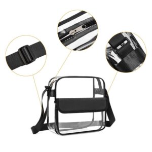 Aktudy Transparent Crossbody Bags PVC Messenger Handbag Clear Stadium Approved Waterproof with Card Wallet Sports Purse (02-Black)