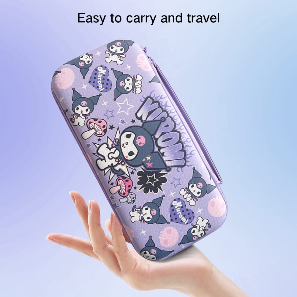 PERFECTSIGHT Cute Switch Carrying Case for Nintendo Switch OLED, Kawaii Hard Shell Portable Travel Carry Case with 12 Game Card Slots, Inner Protective Storage Bag for NS Console & Accessories, Purple