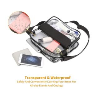 Aktudy Transparent Crossbody Bags PVC Messenger Handbag Clear Stadium Approved Waterproof with Card Wallet Sports Purse (02-Black)