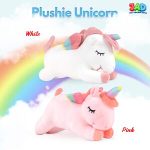 JUST AMAZING DEALS Unicorn Stuffed Animals Set of Two (2) Plushies, 12 inch, Big Cuddly Soft Cute Pink White Rainbow Lovable Alicorn Birthday Gifts Pillows Toys for Girls