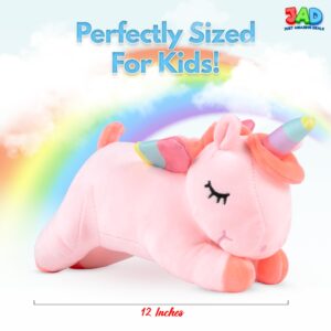 JUST AMAZING DEALS Unicorn Stuffed Animals Set of Two (2) Plushies, 12 inch, Big Cuddly Soft Cute Pink White Rainbow Lovable Alicorn Birthday Gifts Pillows Toys for Girls