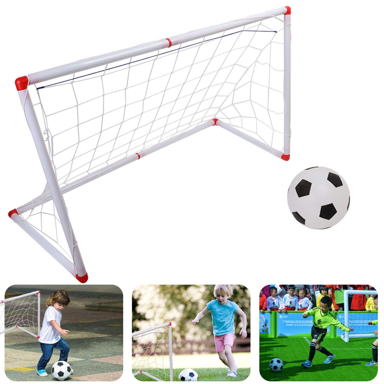 Restokki Little Easy Football Soccer Hoop Set, Game Indoor Outdoor Sport Toys for Backyard Fun Summer Play, Goal with Net, for Kids, Toddlers, Boys Girls (106cm)