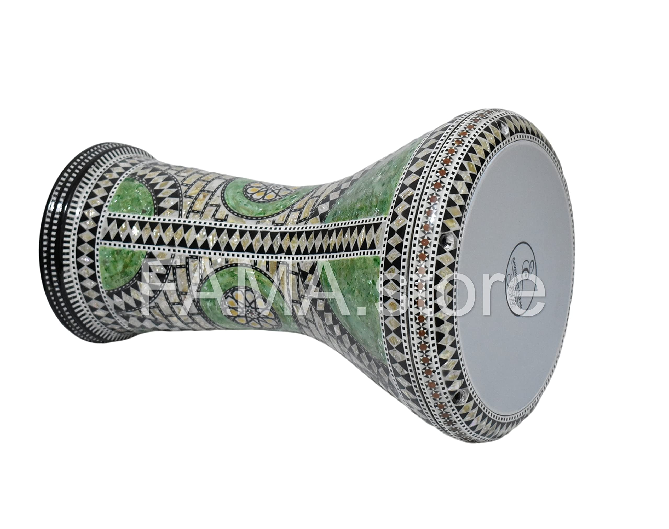 New Gawharet El Fan 17 inches Drum Darbuka tabla doumbek mother of pearl musical instrument Egyptian handmade with bag (Green Castle 17")