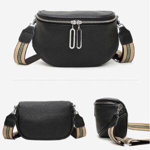 Fanny Packs for Women Soft Leather Chest Bag Shoulder Crossbody Purse with Strap Waist Bag, White