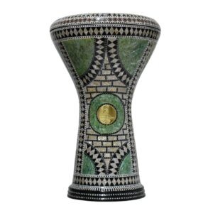 New Gawharet El Fan 17 inches Drum Darbuka tabla doumbek mother of pearl musical instrument Egyptian handmade with bag (Green Castle 17")