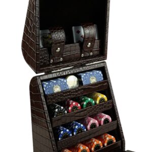 Bello Games Collezioni - Piazza Della Stazione Luxury Poker Set from Italy in a Genuine Leather Croco Printed Case