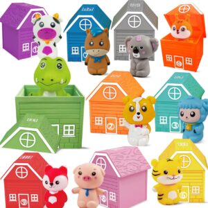 learning toys for 1 2 3 years old toddlers, 20 pcs farm animal finger puppets, montessori counting, matching & sorting fine motor games, birthday educational gift for baby boys girls age 12-18 months