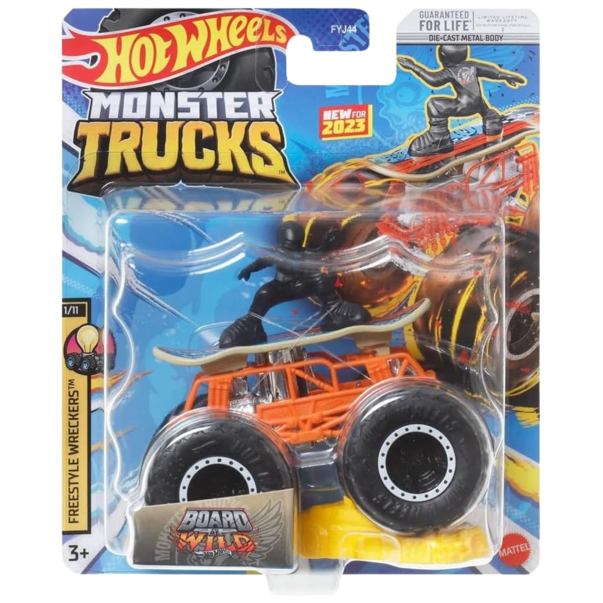 Hot Wheels 2023 Monster Trucks Board to Be Wild, Connect and Crash car Included 1:64 Scale Die-Cast