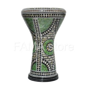 New Gawharet El Fan 17 inches Drum Darbuka tabla doumbek mother of pearl musical instrument Egyptian handmade with bag (Green Castle 17")