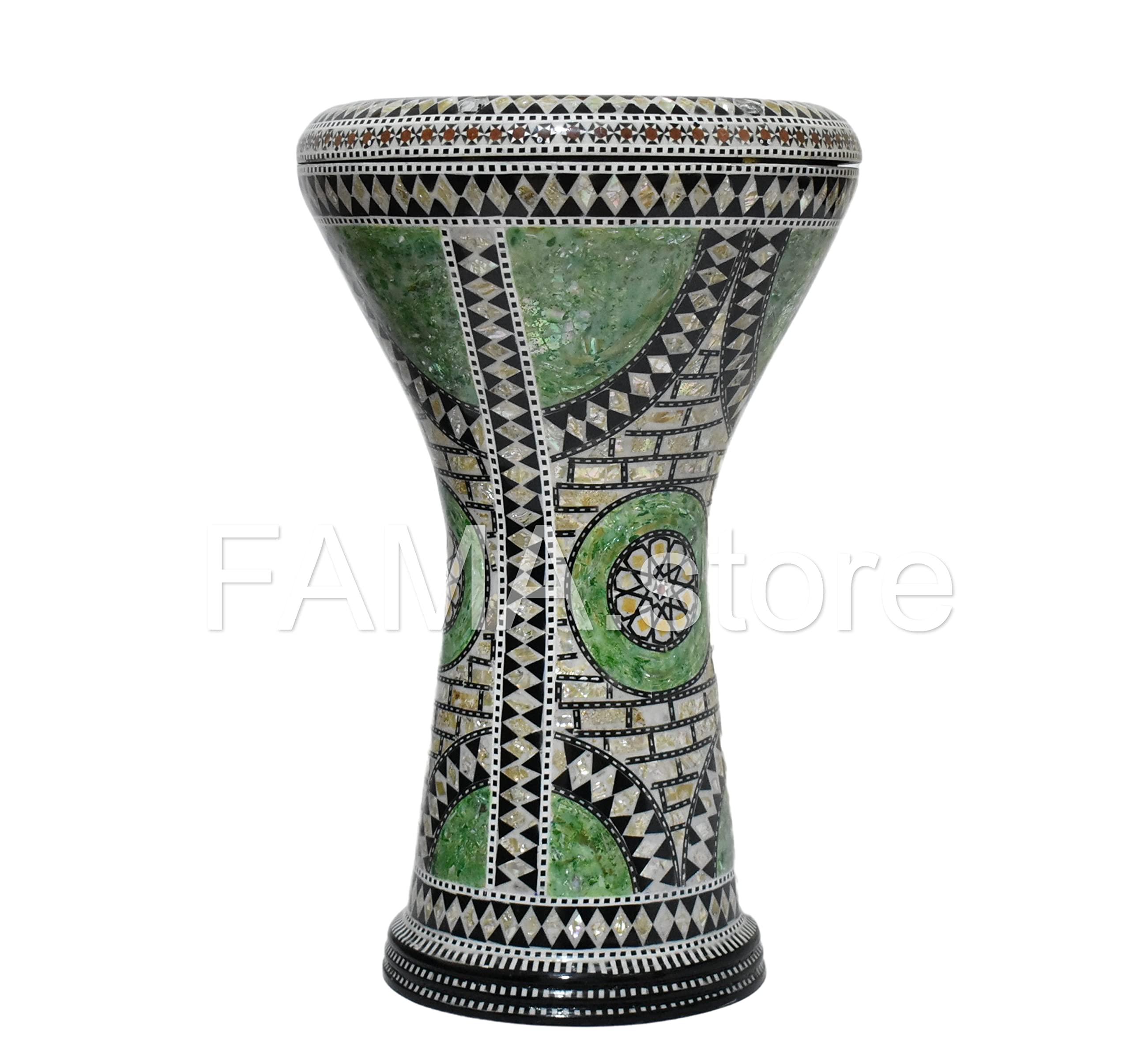 New Gawharet El Fan 17 inches Drum Darbuka tabla doumbek mother of pearl musical instrument Egyptian handmade with bag (Green Castle 17")