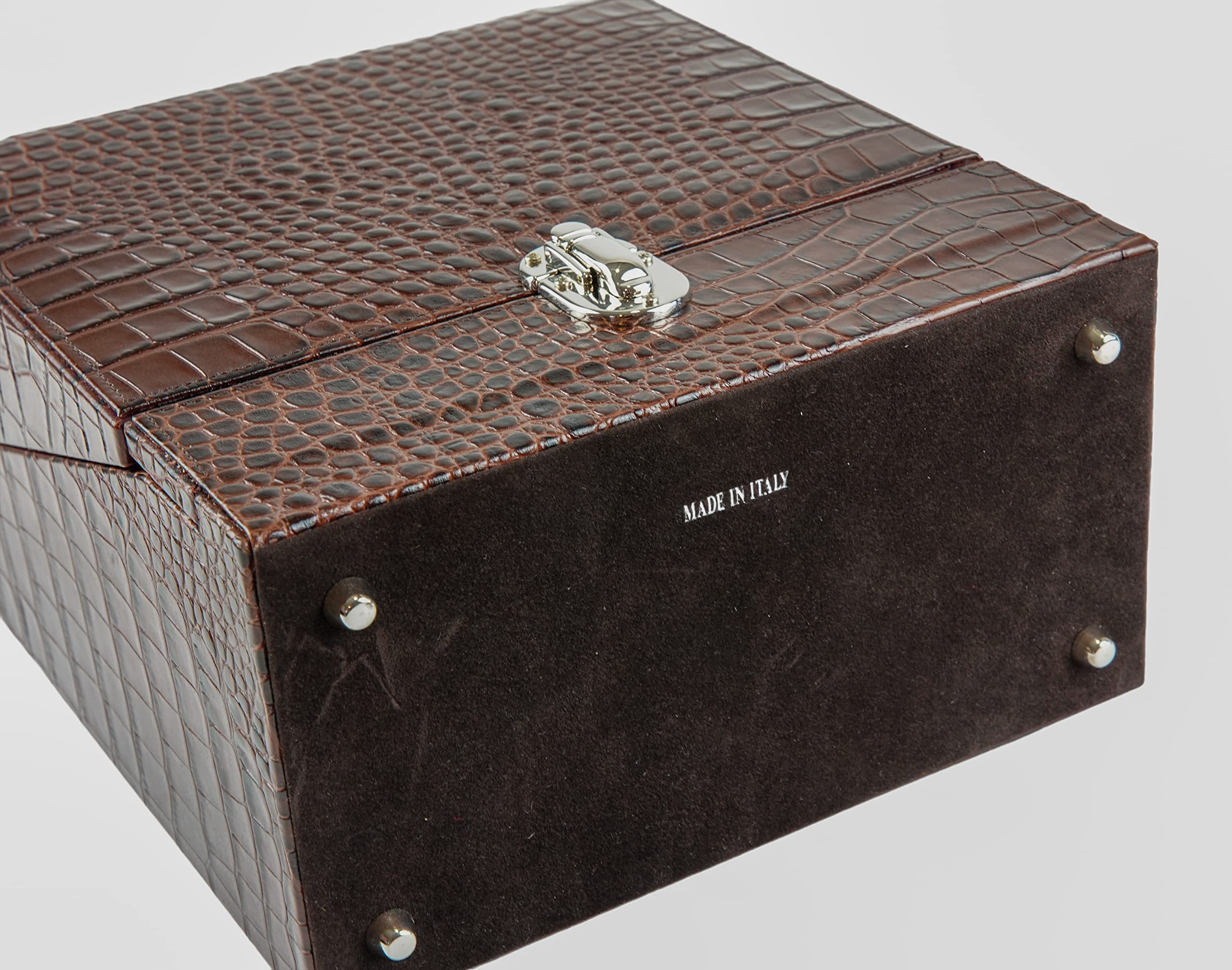 Bello Games Collezioni - Piazza Della Stazione Luxury Poker Set from Italy in a Genuine Leather Croco Printed Case