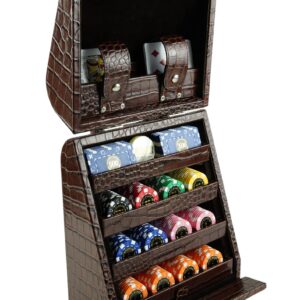 Bello Games Collezioni - Piazza Della Stazione Luxury Poker Set from Italy in a Genuine Leather Croco Printed Case