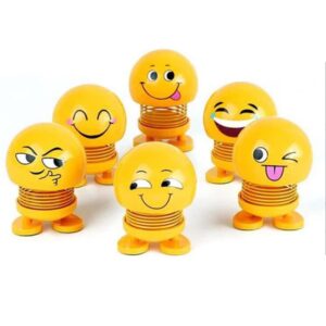 6pcs smiley face emoticon doll bobble head car ornament car bobble head small jewelry home office cute smiley face emoticon ornament decorations soothe emotions release stress