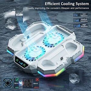 Narati RGB Cooling Charging Stand with Fan for Xbox Series S, 2X 1400mAh Rechargeable Batteries, Cooling System, Charger Station, Headset Hook Accessories for Xbox S