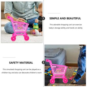 STOBOK Baby Push Car 1pc Mini Supermarket Cart Toys Simulated Shopping Cart for Kids Grocery Shopping Cart Store Trolley Pretend Play, Assembly Required, Ages 3+ Desk Topper