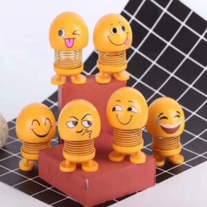 6PCS Smiley Face Emoticon Doll Bobble Head Car Ornament Car Bobble Head Small Jewelry Home Office Cute Smiley Face Emoticon Ornament Decorations Soothe Emotions Release Stress