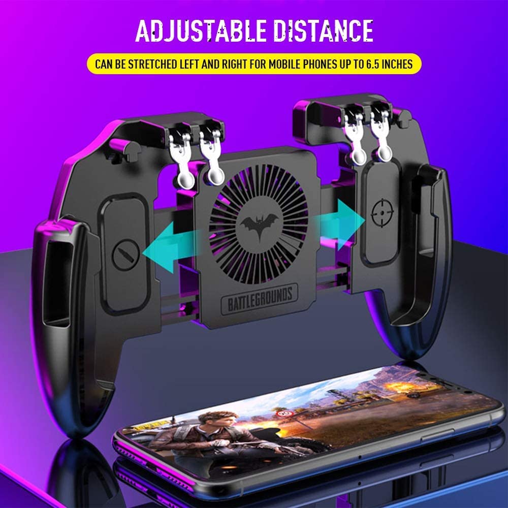 Mikirini Mobile Phone Game Controller with Built-in Battery for PUBG/Call of Duty/Knives out, Cell Phone L2R2 Gaming Triggers for 4.5-6.7" iPhones/Android Phones