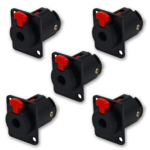 czyuntuo 5 pack black 1/4 inch jack,1/4-inch electric guitar input jack,mono/stereo metal female panel mount socket with locking