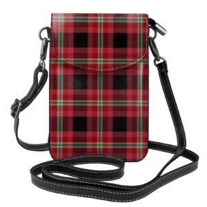 red green buffalo check plaid christmas pattern causal sling bag print novelty cell phone purse wallet lightweight crossbody bags for women girls