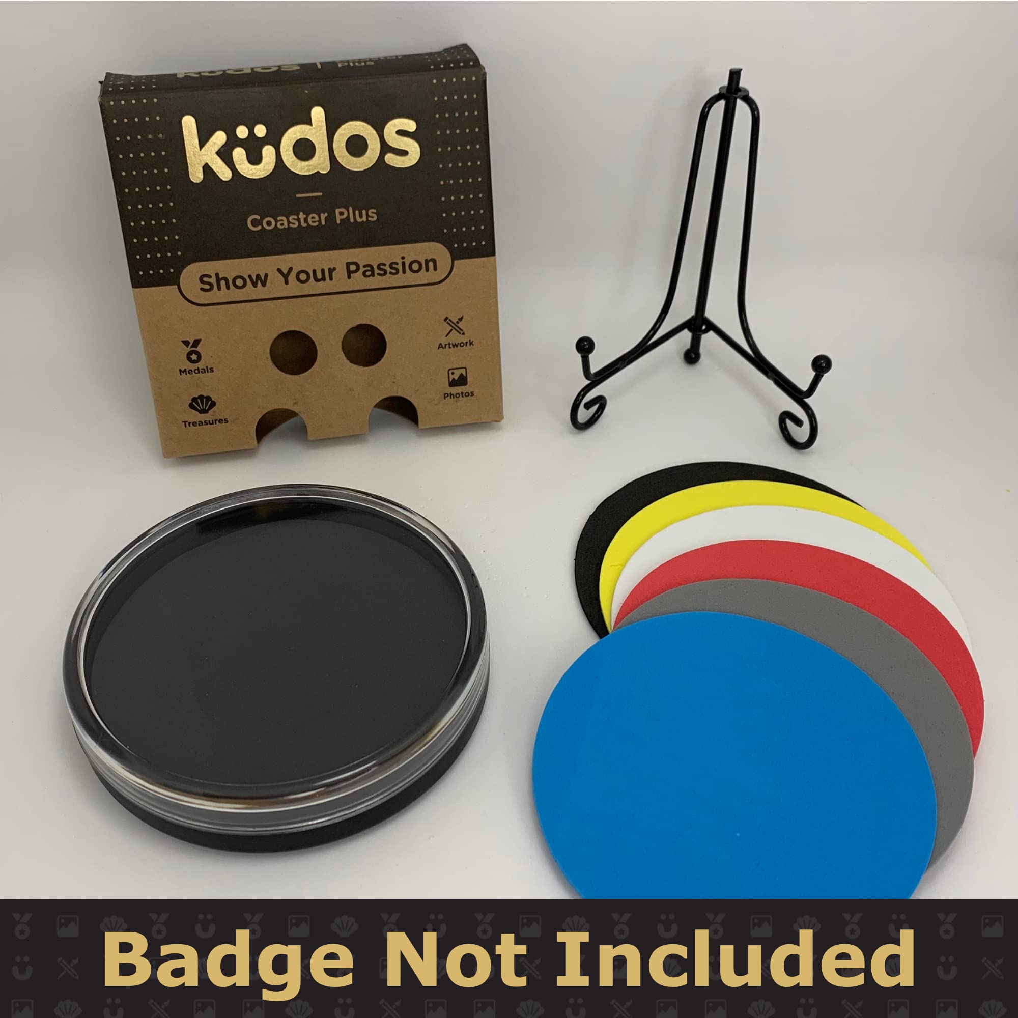 Kudos Badge Display Case with Stand - Shadow Box for Policeman, Fire Badge - Badge Holder Gift for Police, Cop, Security Officer or Firefighter