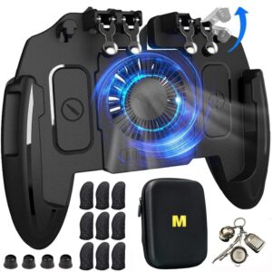 mikirini mobile phone game controller with built-in battery for pubg/call of duty/knives out, cell phone l2r2 gaming triggers for 4.5-6.7" iphones/android phones