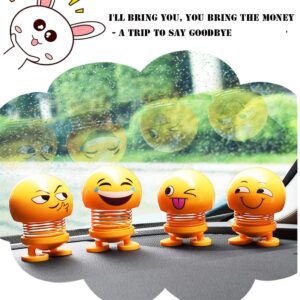 6PCS Smiley Face Emoticon Doll Bobble Head Car Ornament Car Bobble Head Small Jewelry Home Office Cute Smiley Face Emoticon Ornament Decorations Soothe Emotions Release Stress