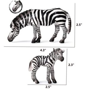 Gemini&Genius Zebras Toys, Wild Life Zoo Animal Figurines African Jungle Animal Action Figure Playset Gift for Kids Educational, Cake Toppers, Party Supplies, Animal Toy Set