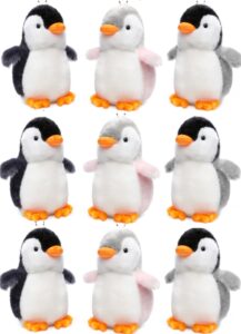 alodidae 9 pcs mini penguin stuffed animal plush keychain toys cute penguin gifts penguin party supplies small penguin hanging pendant for bag christmas tree (black pink grey)