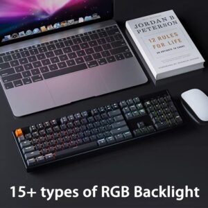 Keychron K10 Full Size Layout 104-Key Wireless Mechanical Keyboard, Hot-Swappable RGB Backlight with Gateron G Pro Brown Switch Aluminum Bluetooth/Wired Gaming Keyboard for Mac Windows