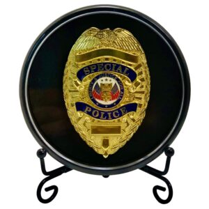 Kudos Badge Display Case with Stand - Shadow Box for Policeman, Fire Badge - Badge Holder Gift for Police, Cop, Security Officer or Firefighter