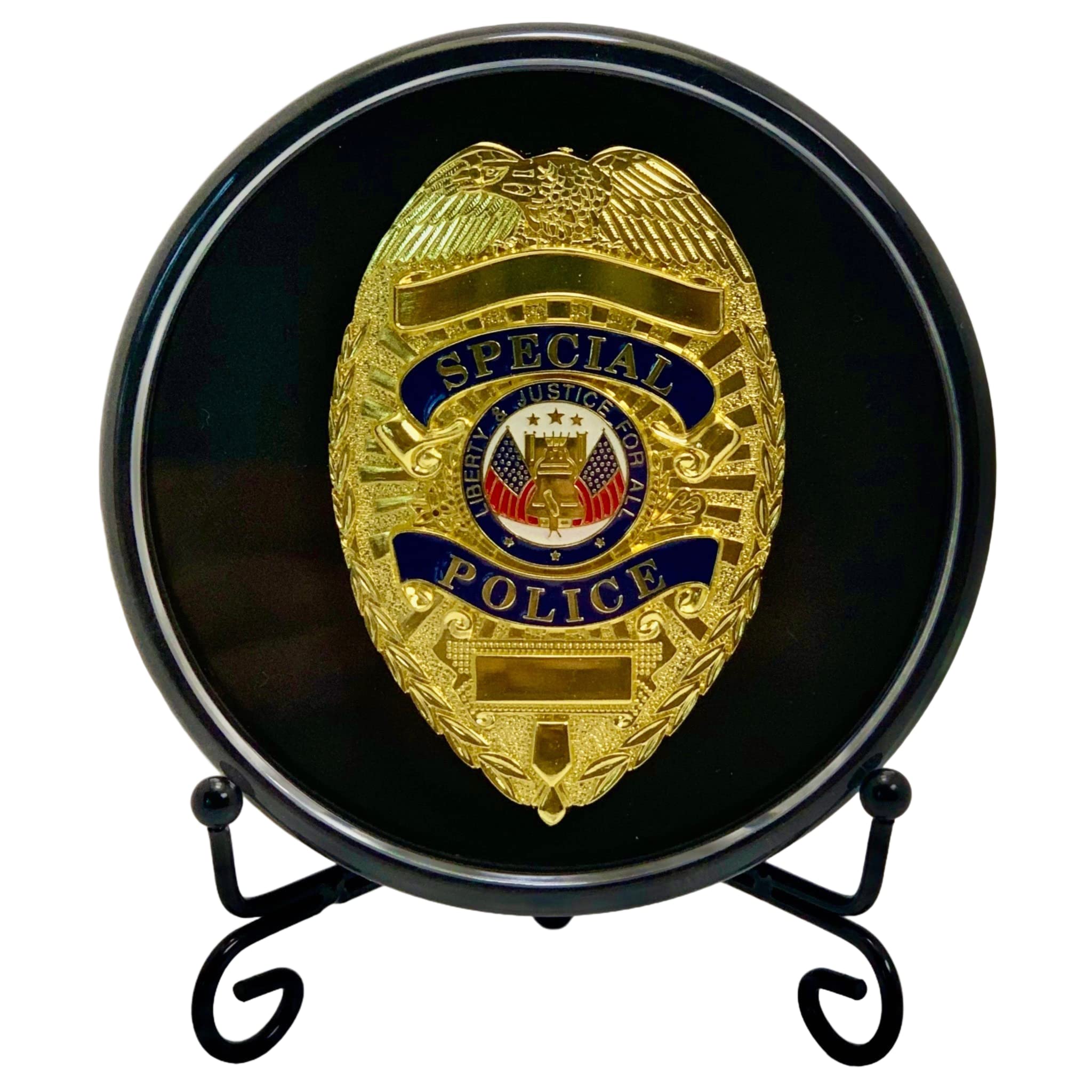 Kudos Badge Display Case with Stand - Shadow Box for Policeman, Fire Badge - Badge Holder Gift for Police, Cop, Security Officer or Firefighter