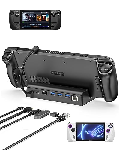 Antank 6-in-1 Docking Station for Steam Deck/ROG Ally, Steam Deck Dock with HDMI 2.0 4K@60Hz Gigabit, 1000Mbps Ethernet, 100W PD Fast Charging and 3 USB-A 3.0 USB-C Port for Valve Steam Deck OLED