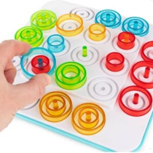 Otrio Board Game with Red, Green, Yellow and Blue Pieces, for 2-4 Player Ages 8 to Adult.Strategy-Based Board Game