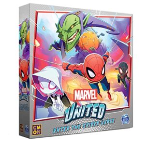 cmon marvel united enter the spider-verse expansion | tabletop miniatures game | strategy game | cooperative game for adults and kids | ages 14+ | 1-4 players | avg. playtime 40 minutes | made by cmon