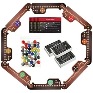 wooden board games set with 8 wood boards 40 colorful marbles pegs 3 boxes playing card 8 game instructions game wooden board for adults kids family, 4-8 players (retro colors)