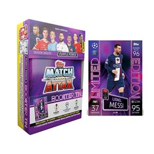 2022-23 topps match attax champions league cards - purple mini tin (38 cards + 2 le)