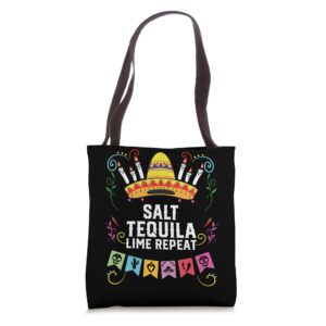 salt tequila lime repeat alcoholic tequila drinker tote bag