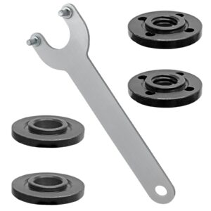 grinder angle wrench with 4-pack 5/8-11 spanner metal lock nut, compatible with dewalt milwaukee makita 193465-4 bosch black & decker ryobi 4.5" 5" 5/8-11