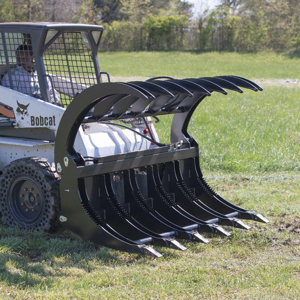 Titan Attachments Extreme Skid Steer Root Grapple Rake Attachment 72" Universal 3,000 PSI