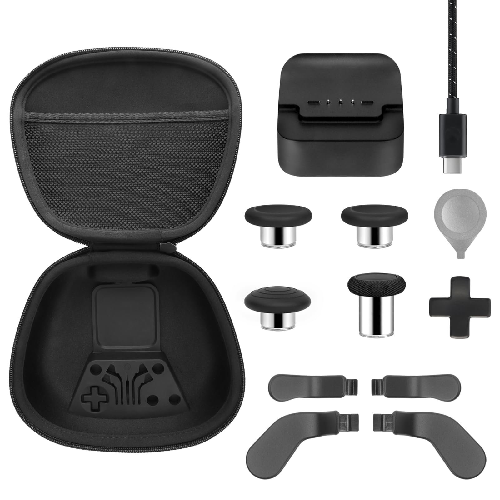 Complete Component Pack for Xbox Elite Controller Series 2 - Accessories Includes 1 Carrying Case, 1 Charging Dock, 4 Thumbsticks, 4 Paddles and 1 Adjustment Tool black