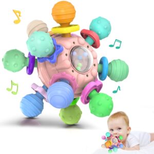 baby sensory teething toys: montessori toys baby teethers - infant newborn gifts for 0 3 6 9 12 18 months 1 year old boys girls - baby rattles chew toys - developmental learning toy